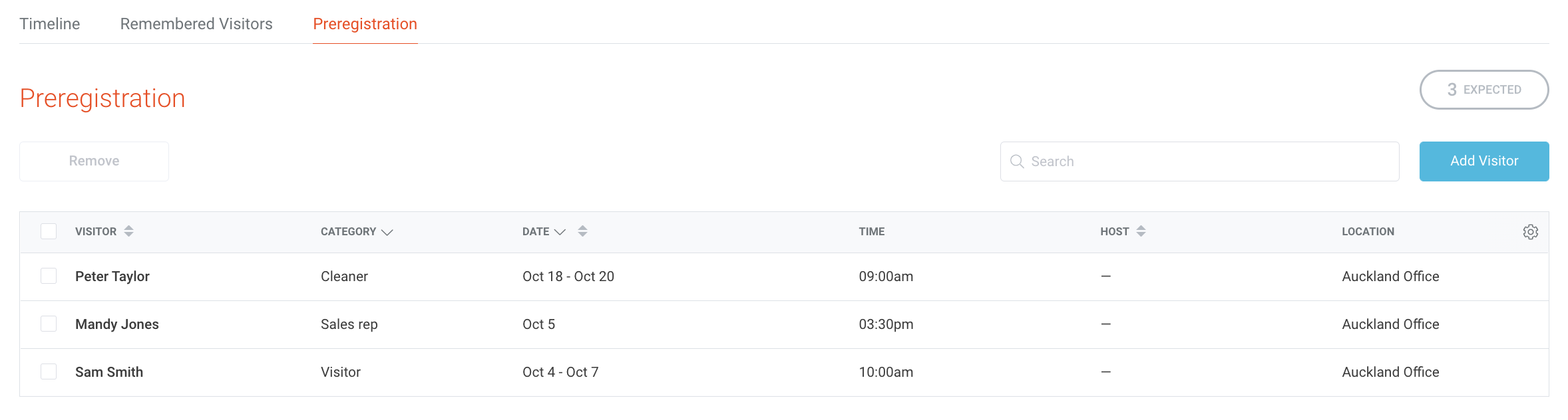 Visitor preregistration